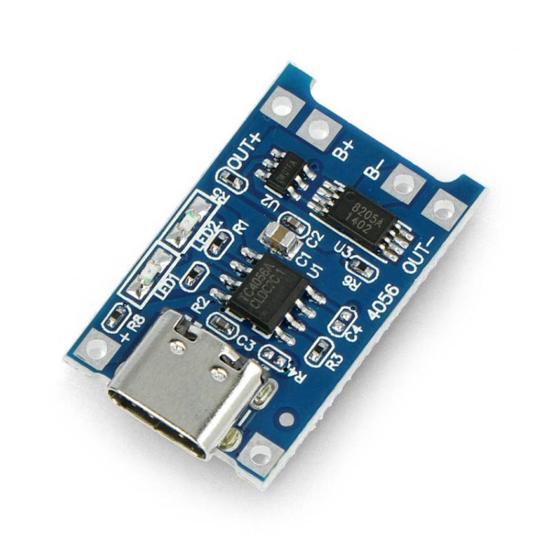 Li-Pol-lader TP4056 1S 3,7V USB-C med beskyttelse